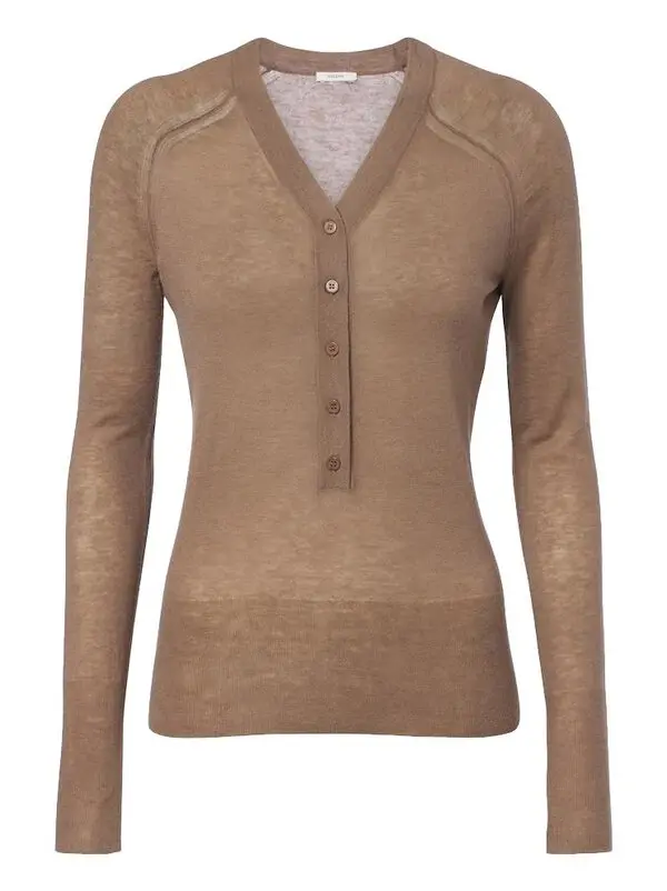 JOSEPH Reem Cashmere Henley Shirt - Beige