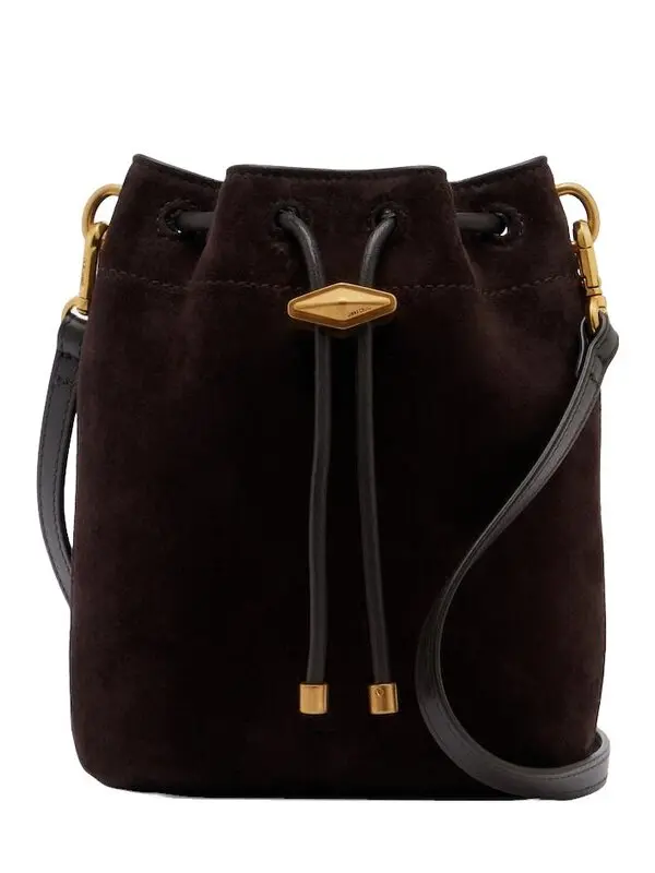 JIMMY CHOO Cinch Mini Suede Shoulder Bag - Brown