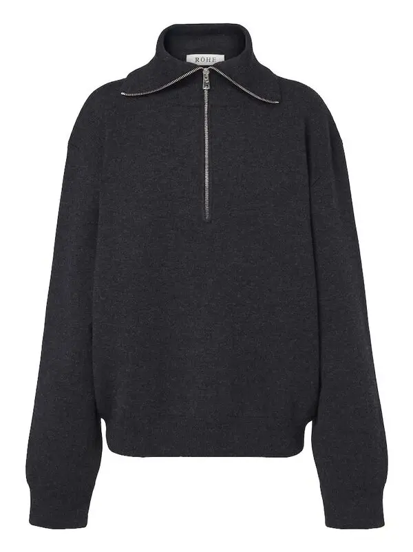RÓHE Wool And Cashmere Half-zip Sweater - Grey