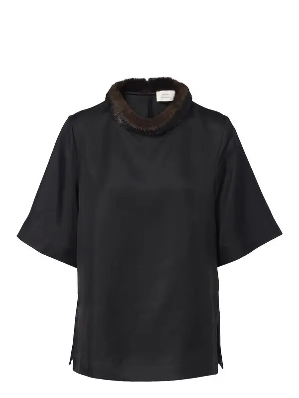 Loulou De Saison Dana Silk Twill Top - Black