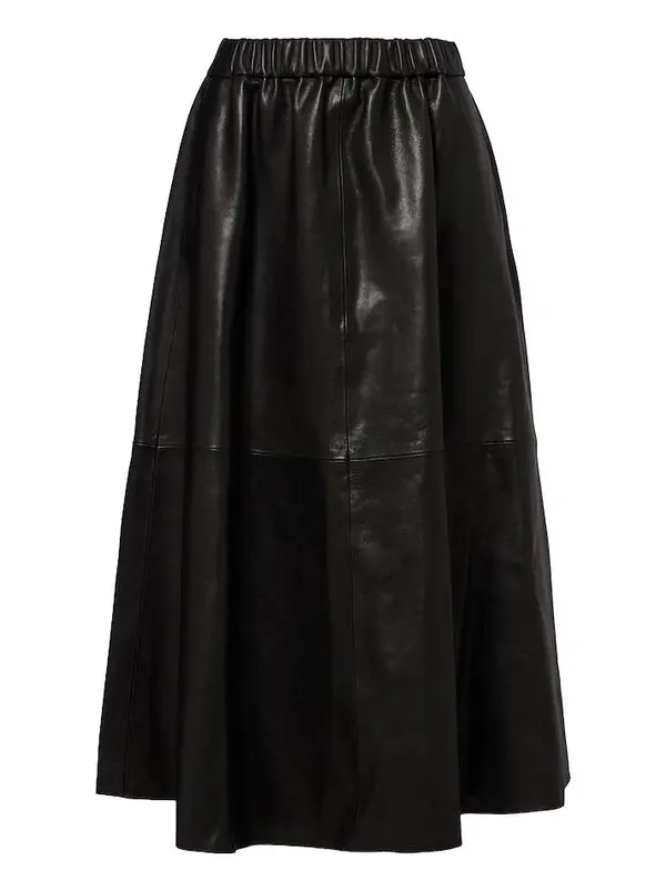 Nour Hammour Lenley Leather Skirt - Black
