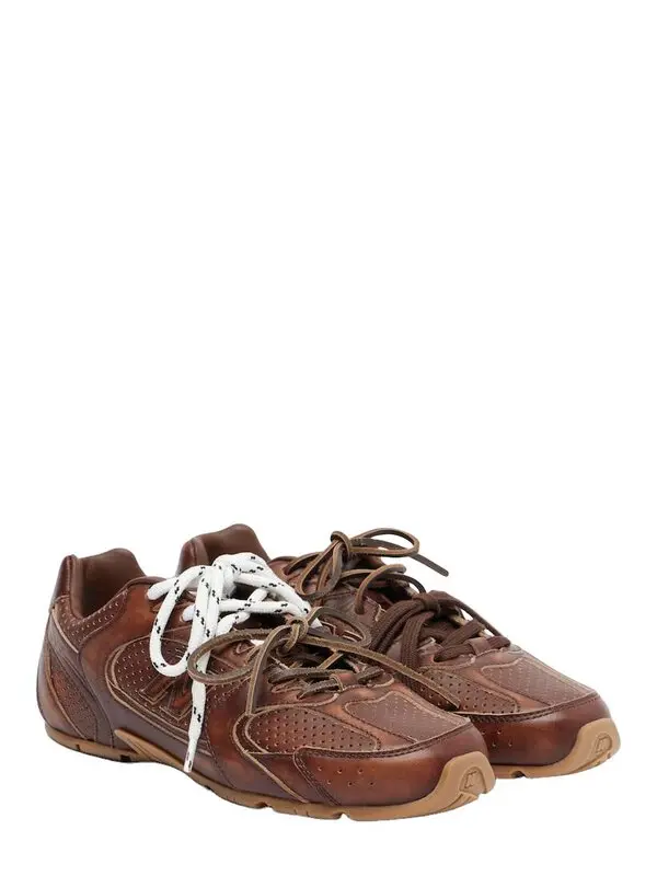 Miu Miu X New Balance 530 Sl Leather Sneakers - Brown