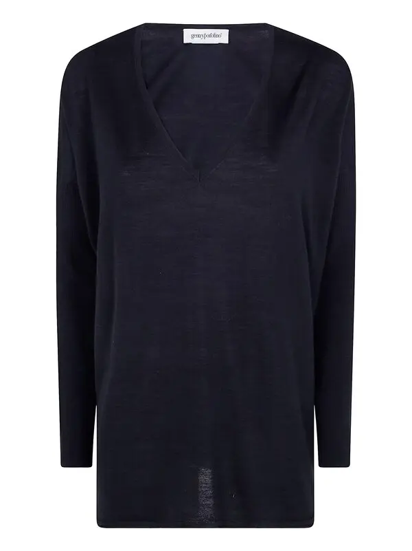GENTRYPORTOFINO Wool Silk Knit Sweater - Black