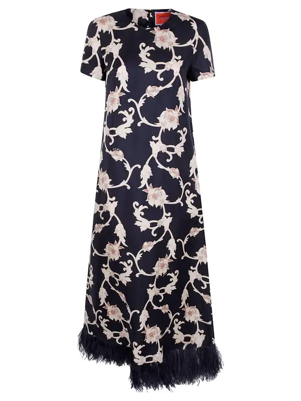 La DoubleJ Floral Swing Dress - Black