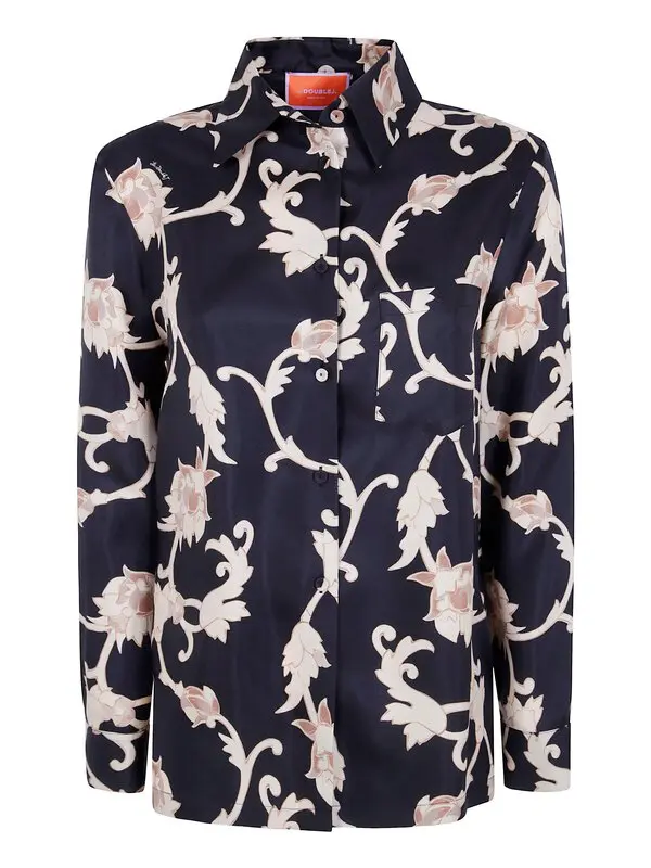 La DoubleJ Silk Floral Print Shirt - Black