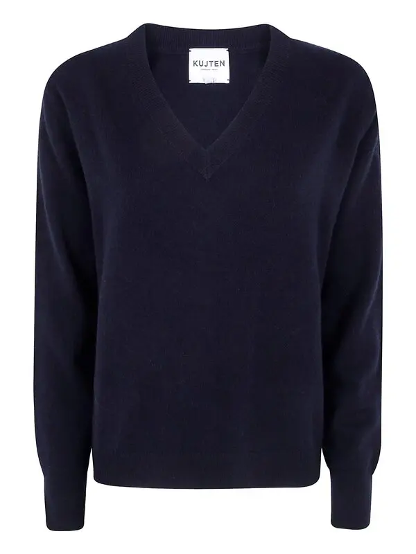 KUJTEN Lita Cashmere V-neck Sweater - Black