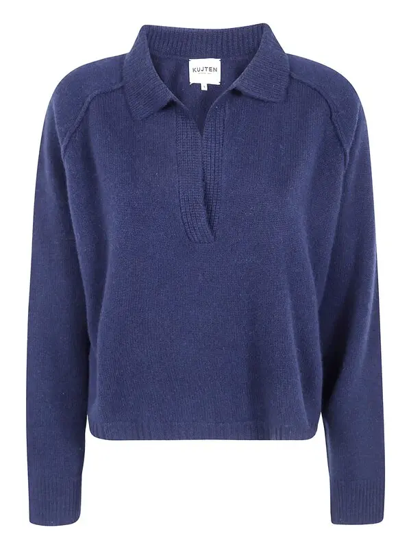 KUJTEN Aenora Cashmere Polo Sweater - Blue