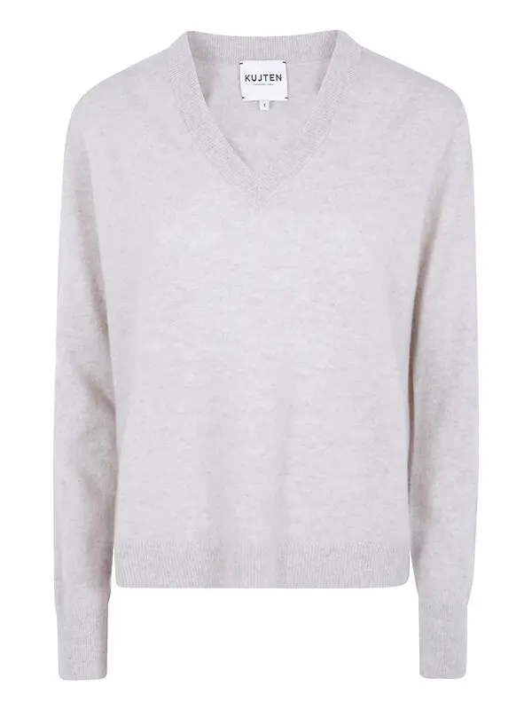 KUJTEN Cashmere Lita V-neck Sweater - Beige