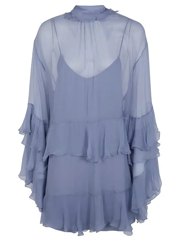 Chloé Silk Ruffle Sandy Dress - Black