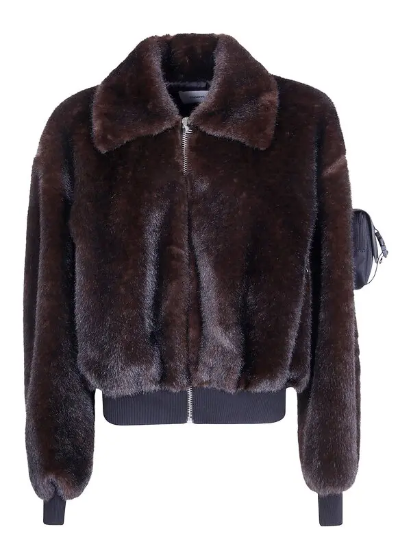 Coperni Faux Fur Bomber Jacket - Brown