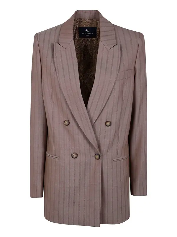 Etro Double-breasted Wool Blazer - Brown