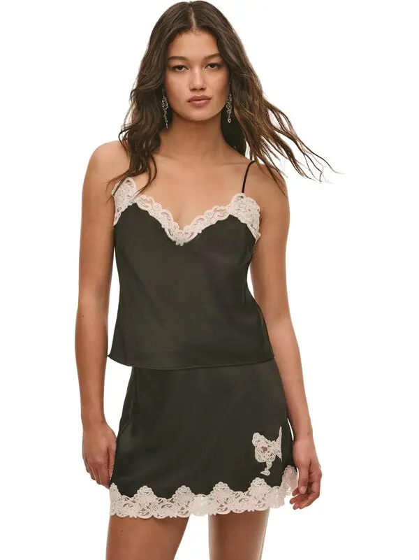 LoveShackFancy Roxsana Crepe Camisole - Black