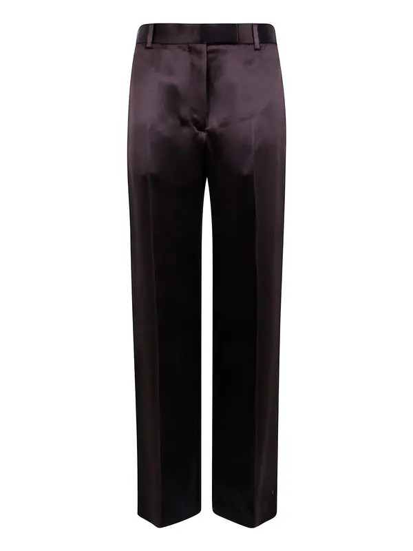 TOM FORD Silk Wide Leg Tailored Trousers - Brown