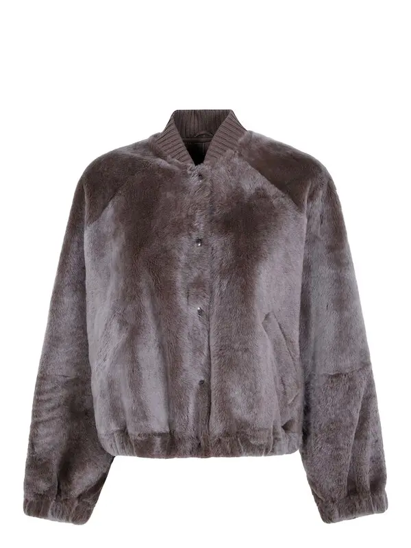 Brunello Cucinelli Fur Bomber Jacket - Gray