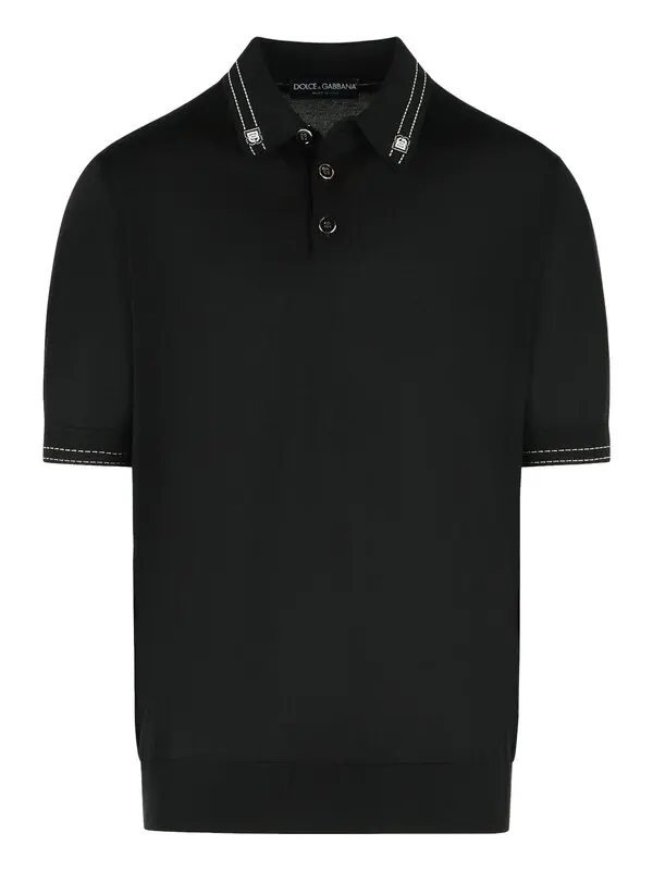 Dolce & Gabbana Silk Polo Shirt - Black