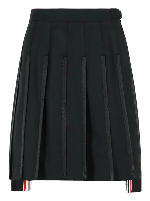 Thom Browne Pleated Wool Skirt - Black