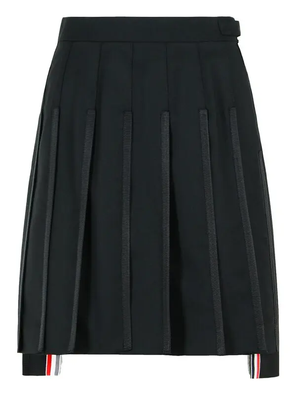 Thom Browne Pleated Wool Skirt - Black