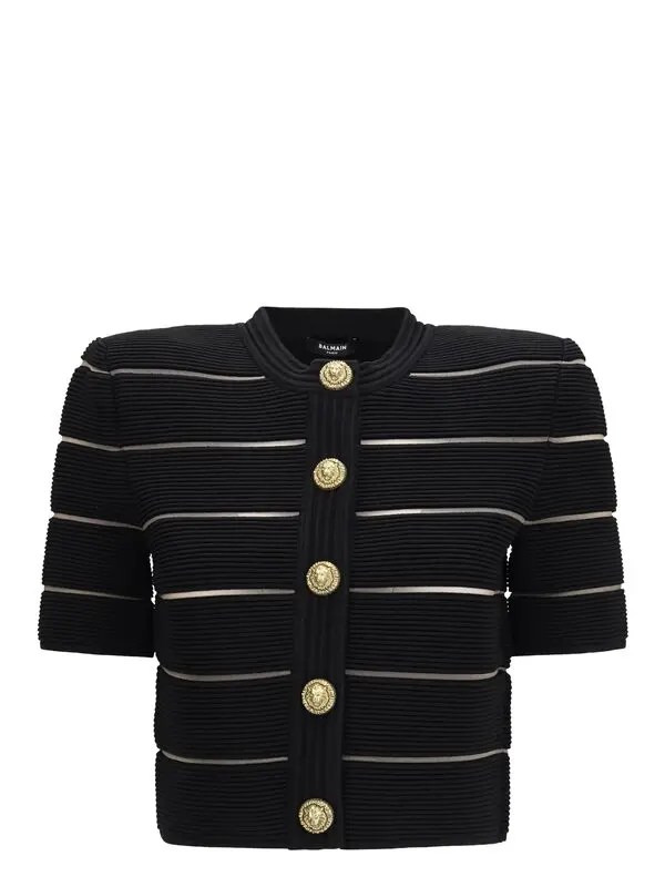 Balmain Short-sleeved Buttoned Cardigan - Black