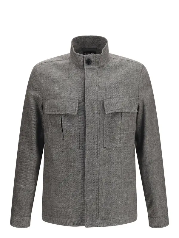 Zegna High-collar Shirt Jacket - Gray