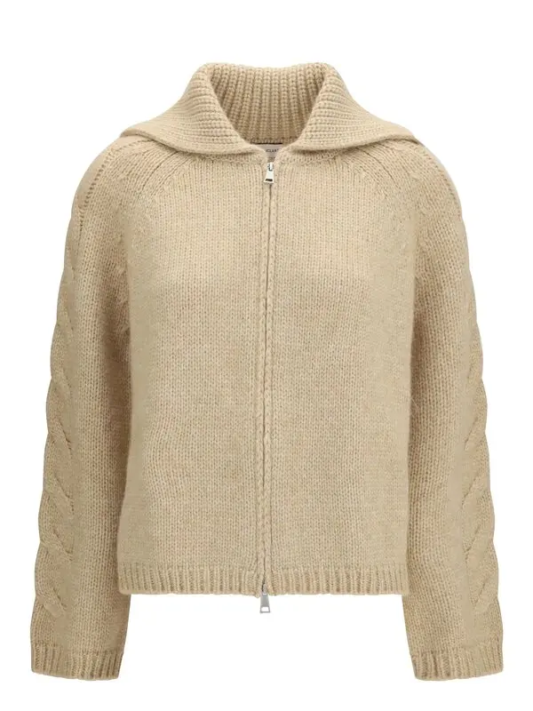Moncler Alpaca And Wool Blend Zip Cardigan - Multicolor