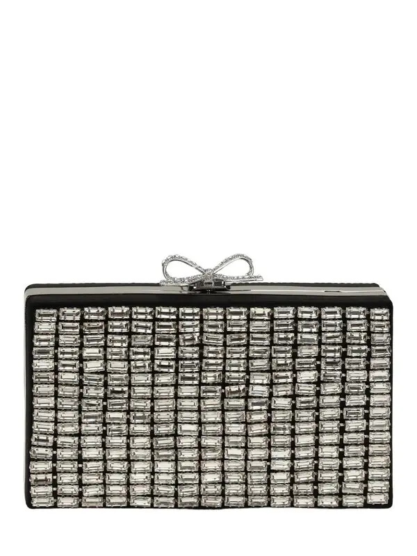 SELF-PORTRAIT Crystal Chainmail Clutch - Silver