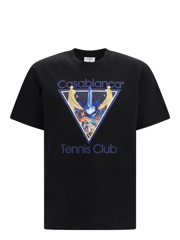 Casablanca Tennis Club Monde Perdu Print T-shirt - Black