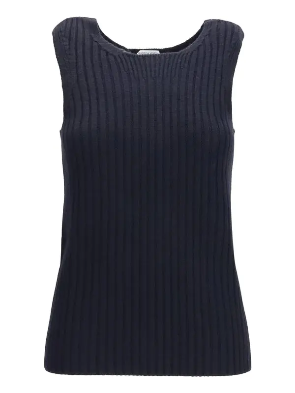 Bottega Veneta Merino Wool Ribbed Tank Top - Blue