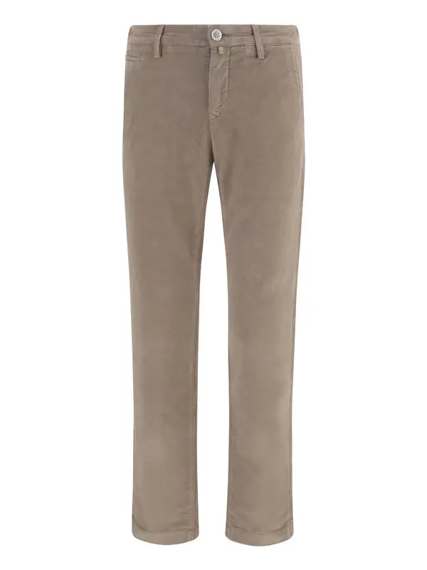 JACOB COHЁN Bobby Slim Chino Pants In Stretch Cotton Gabardine - Cream