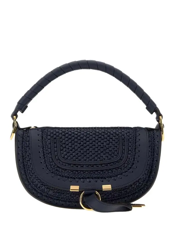 Chloé Raffia And Leather Mini Marcie Shoulder Bag - Blue