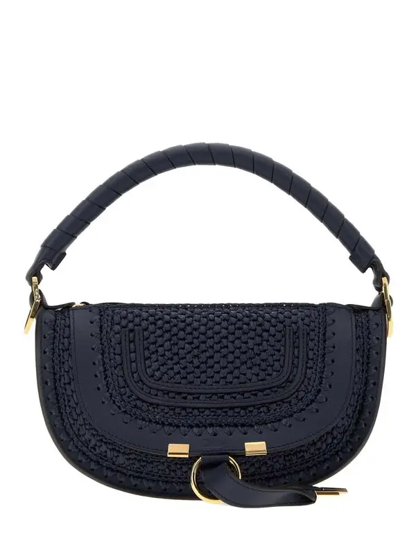 Chloé Raffia And Leather Mini Marcie Shoulder Bag - Blue