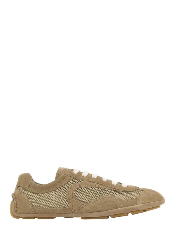 Prada Beige Suede And Mesh Montecarlo Sneakers - Brown