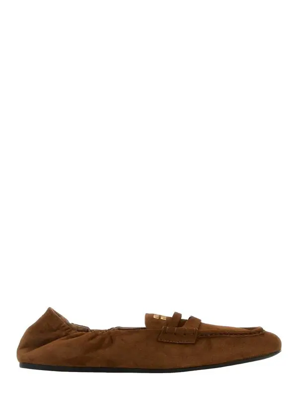 Miu Miu Suede Leather Loafers - Brown