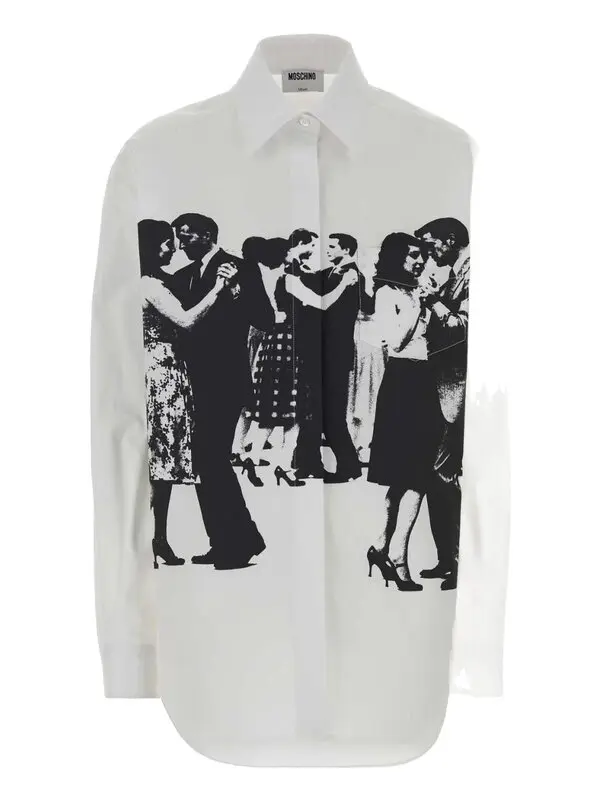 Moschino Graphic Stretch Poplin Shirt - White