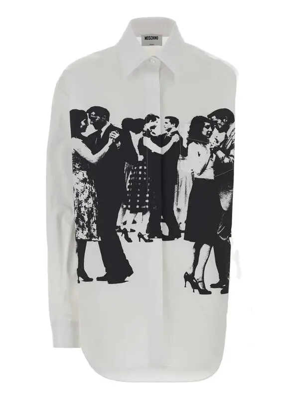 Moschino Graphic Stretch Poplin Shirt - White
