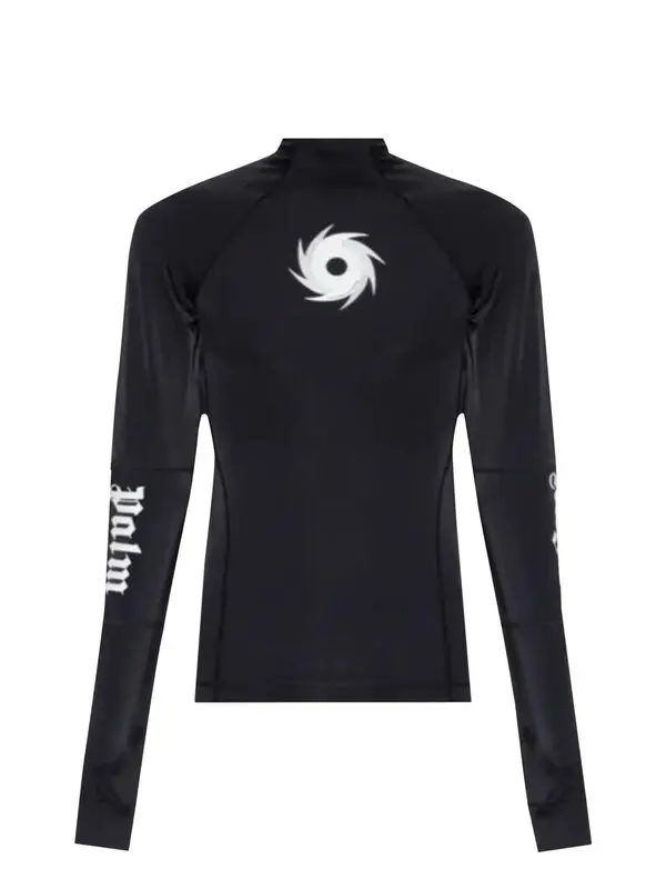 Palm Angels Anti-uv Surf Long-sleeve Tee /white - Black