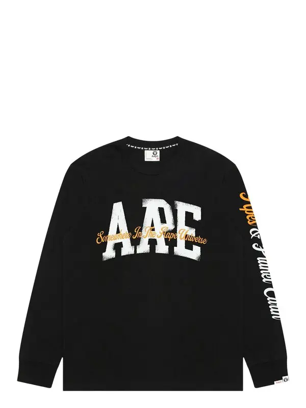 AAPE Sports Logo Long Sleeve Tee - Black
