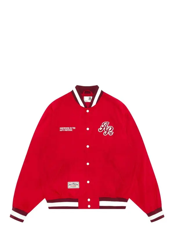 AAPE Sports Logo Varsity Jacket - Red