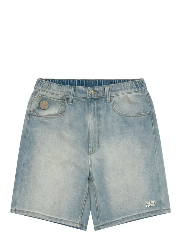 AAPE Now Moonface Denim Shorts - Blue