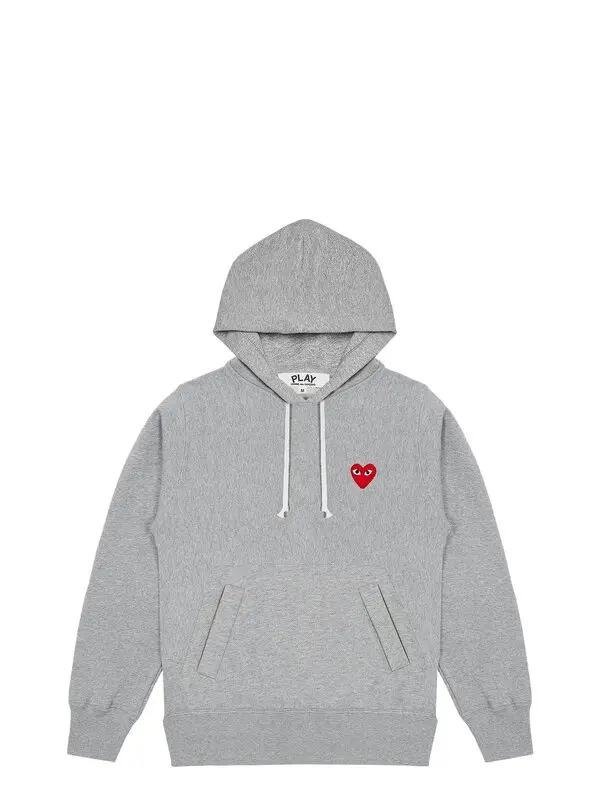 Play Comme Des Garcon Heart Logo Hooded Sweatshirt - Grey