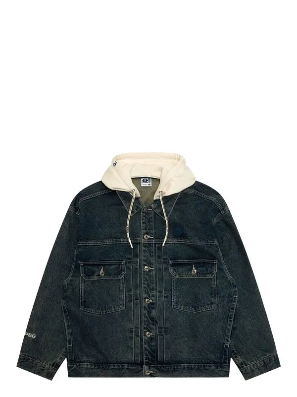AAPE Now Moonface Hooded Denim Jacket - Blue