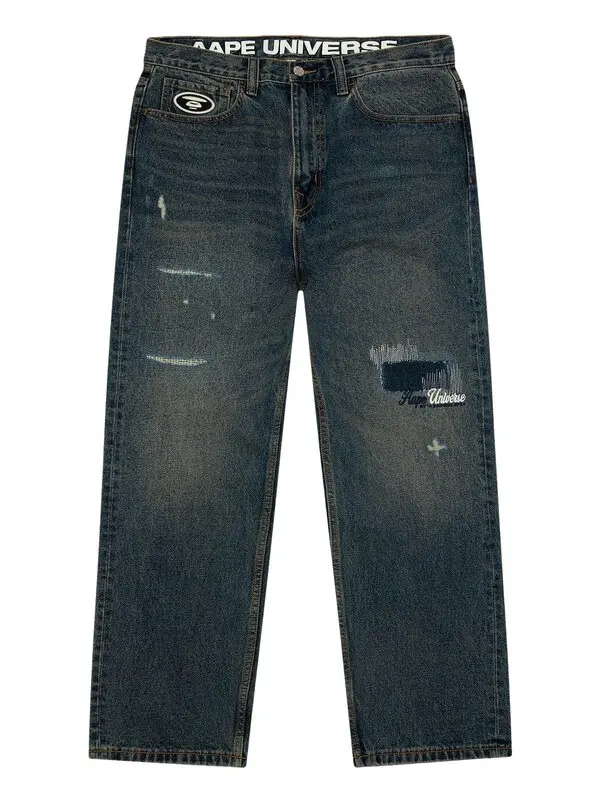 AAPE BY *A BATHING APE Unvs Distressed Jeans - Blue