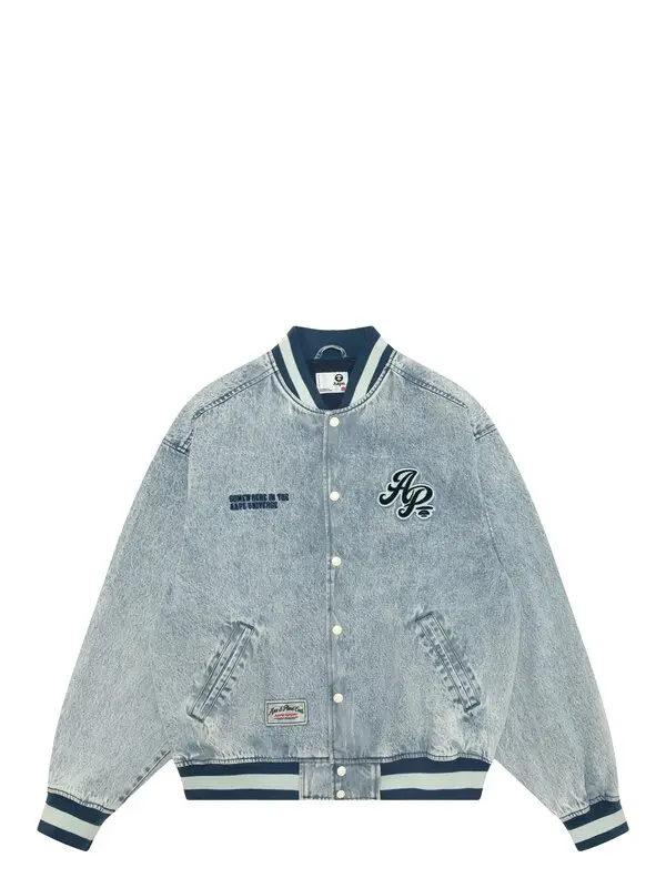AAPE Sports Logo Varsity Jacket - Blue