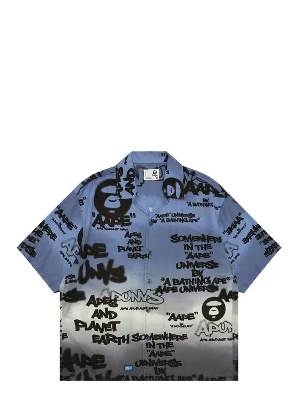 AAPE Unvs Unvs Graffiti-print Short Sleeve Shirt /purple - Grey