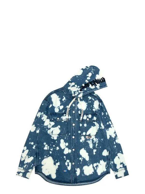 AAPE Unvs Unvs Splatter Printed Hooded Long Sleeve Shirt /light - Blue