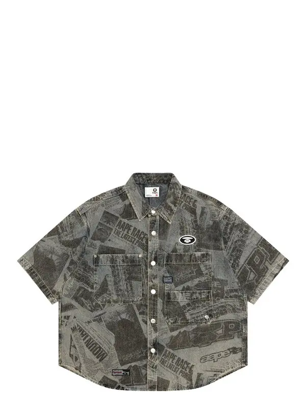 AAPE Unvs Unvs Moonface Graphic Short Sleeve Shirt /white - Blue