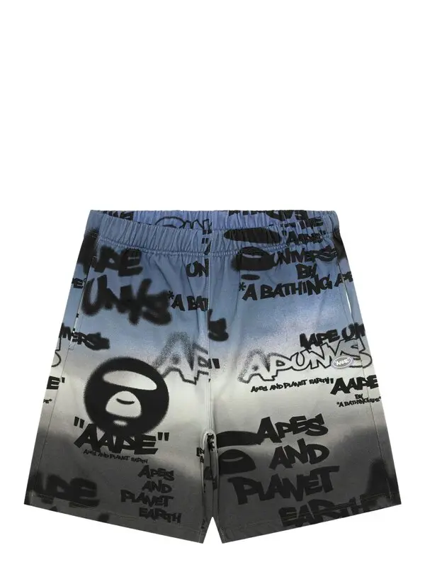 AAPE Unvs Graffiti-print Sweat Shorts - Grey
