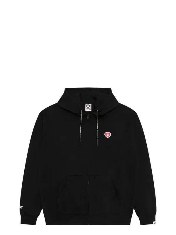 AAPE Now Heart Moonface Zip-up Hoodie - Black