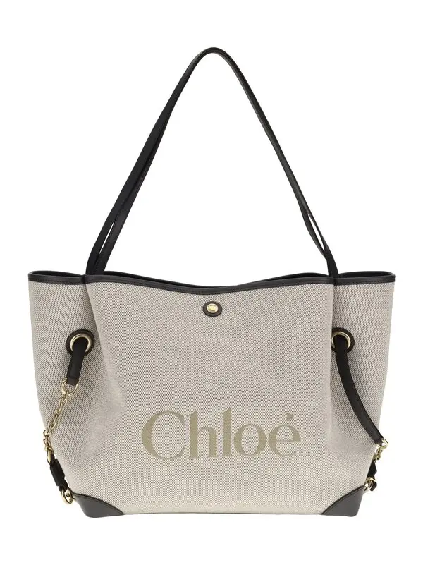 Chloé Clover Tote Bag In Canvas - Gray