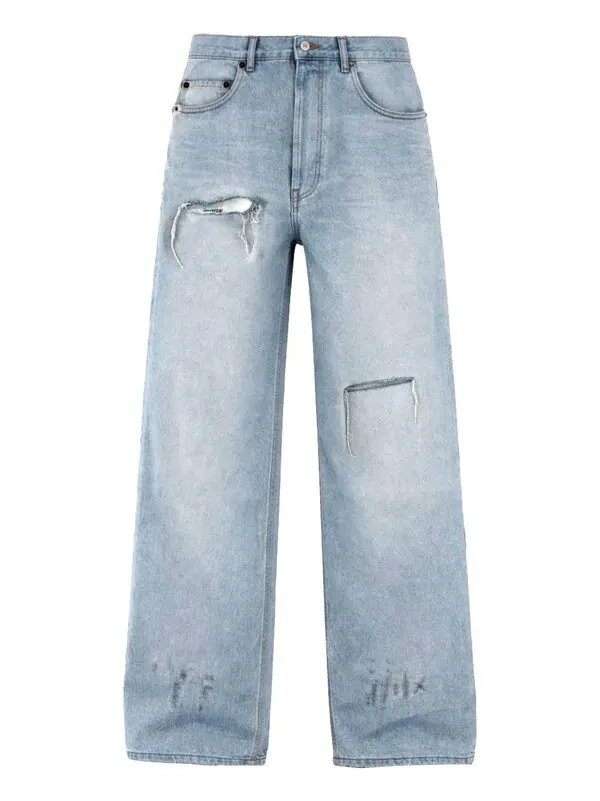 Balenciaga Minimal Denim Trousers - Blue