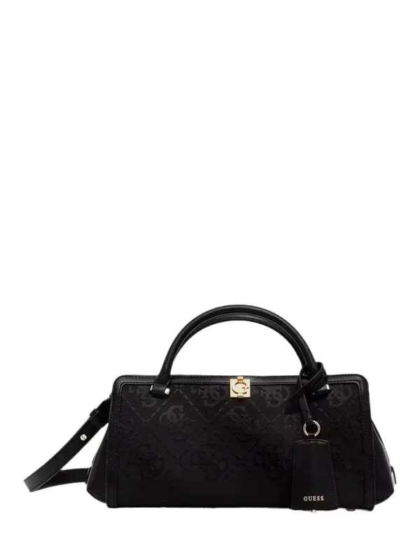 Guess Audrey Monogram-pattern Logo-plaque Shoulder Bag - Black